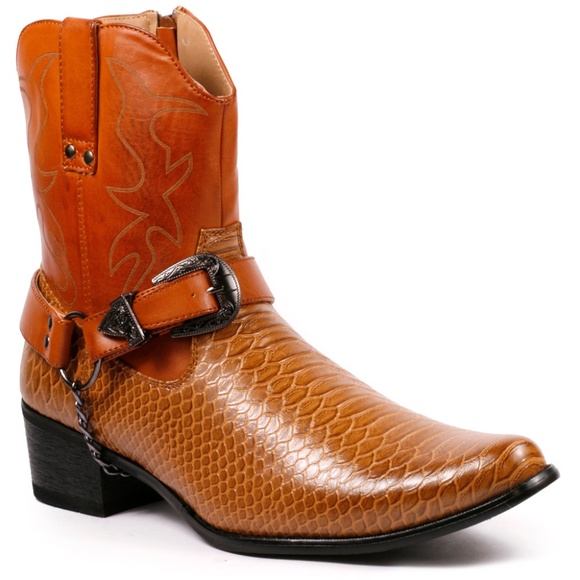 Metrocharm | Shoes | Mens Belt Buckle Chain Strap Western Cowboy Boot ...